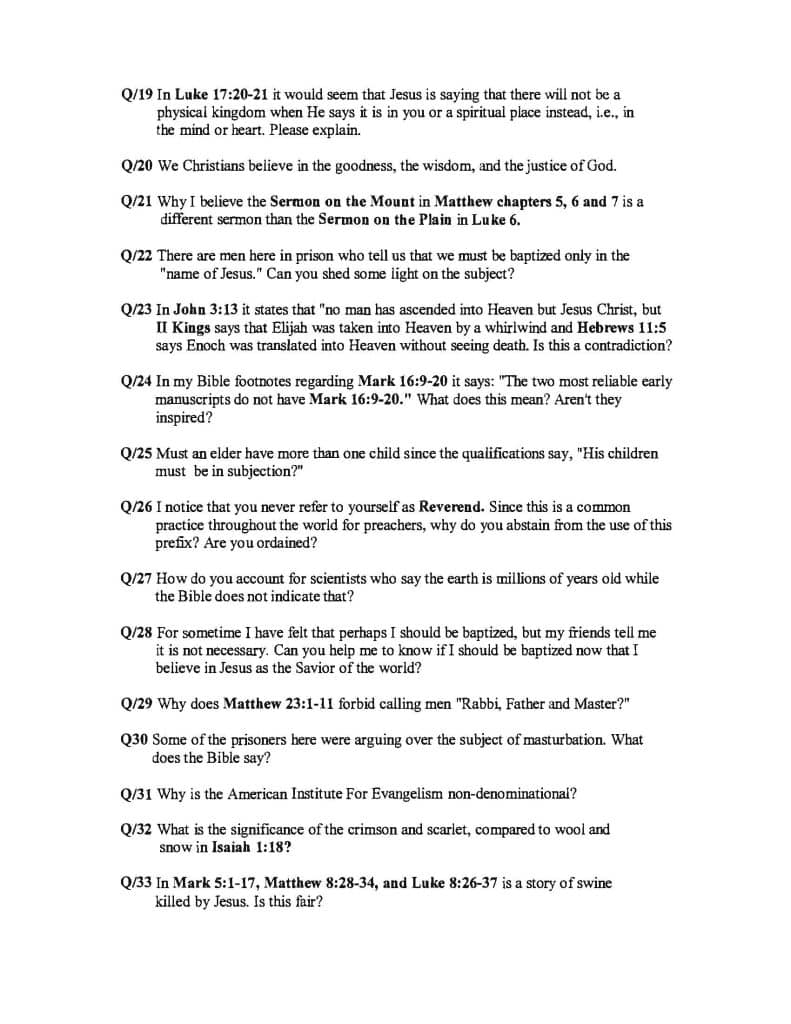 Bible Questions Answered – Summit Store